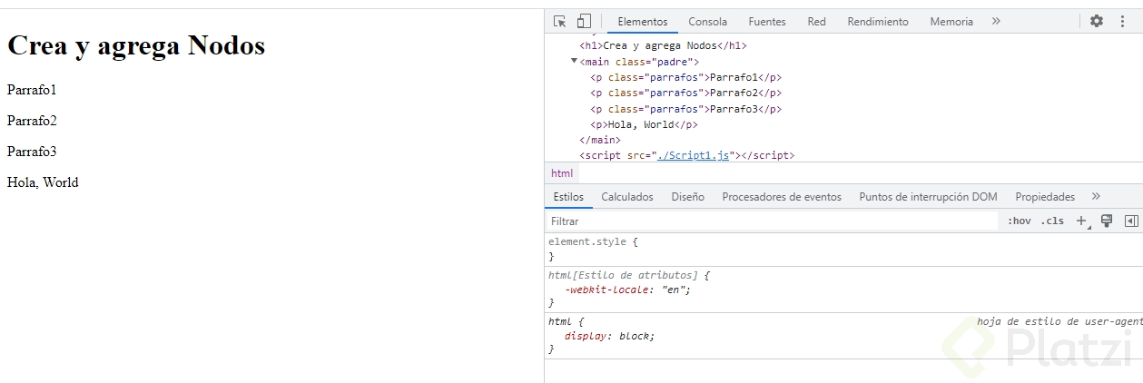 Creacion de Nodos basica en javaScript
